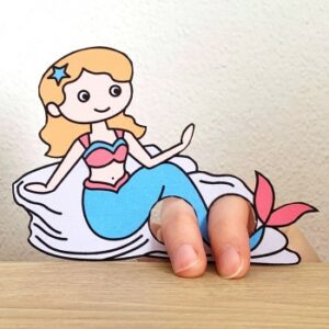 Mermaid Finger Puppet Printable Sea Ocean Beach Coloring Paper Craft ...