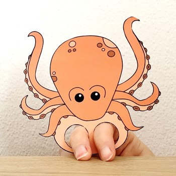 Octopus Finger Puppet Printable Sea Ocean Animal Coloring Paper Craft ...