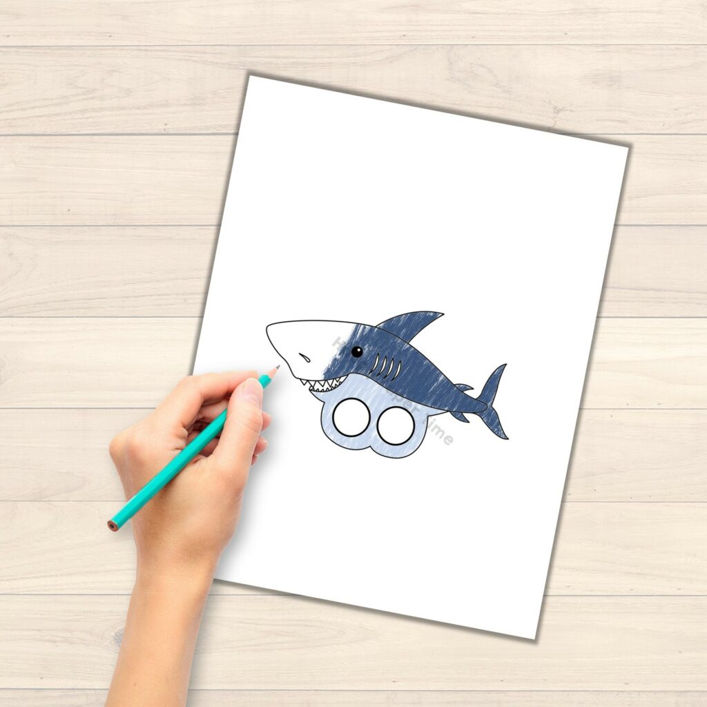 Shark Finger Puppet Printable Sea Ocean Animal Coloring Paper Craft ...