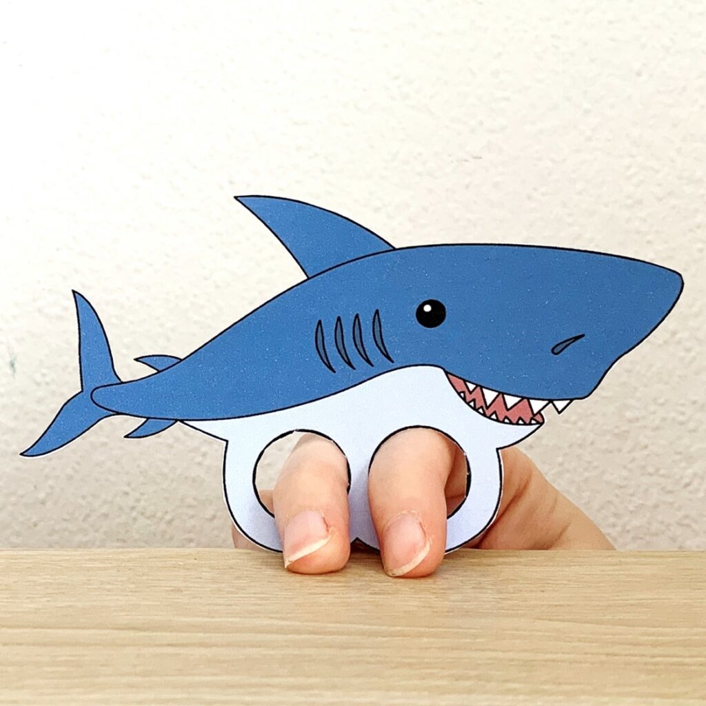 Shark Finger Puppet Printable Sea Ocean Animal Coloring Paper Craft ...
