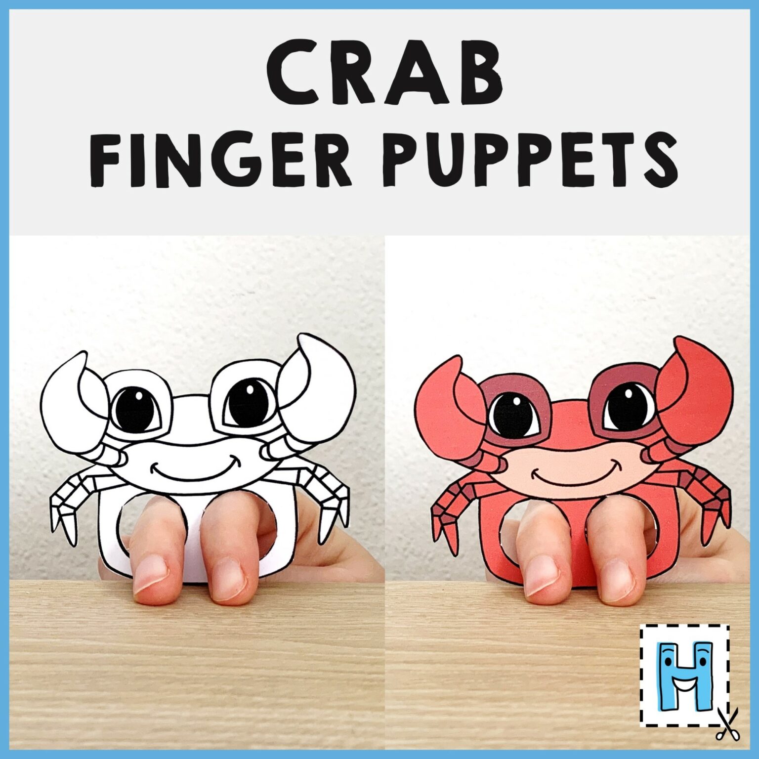 Crab Finger Puppet Printable Sea Ocean Animal Coloring Paper Craft ...