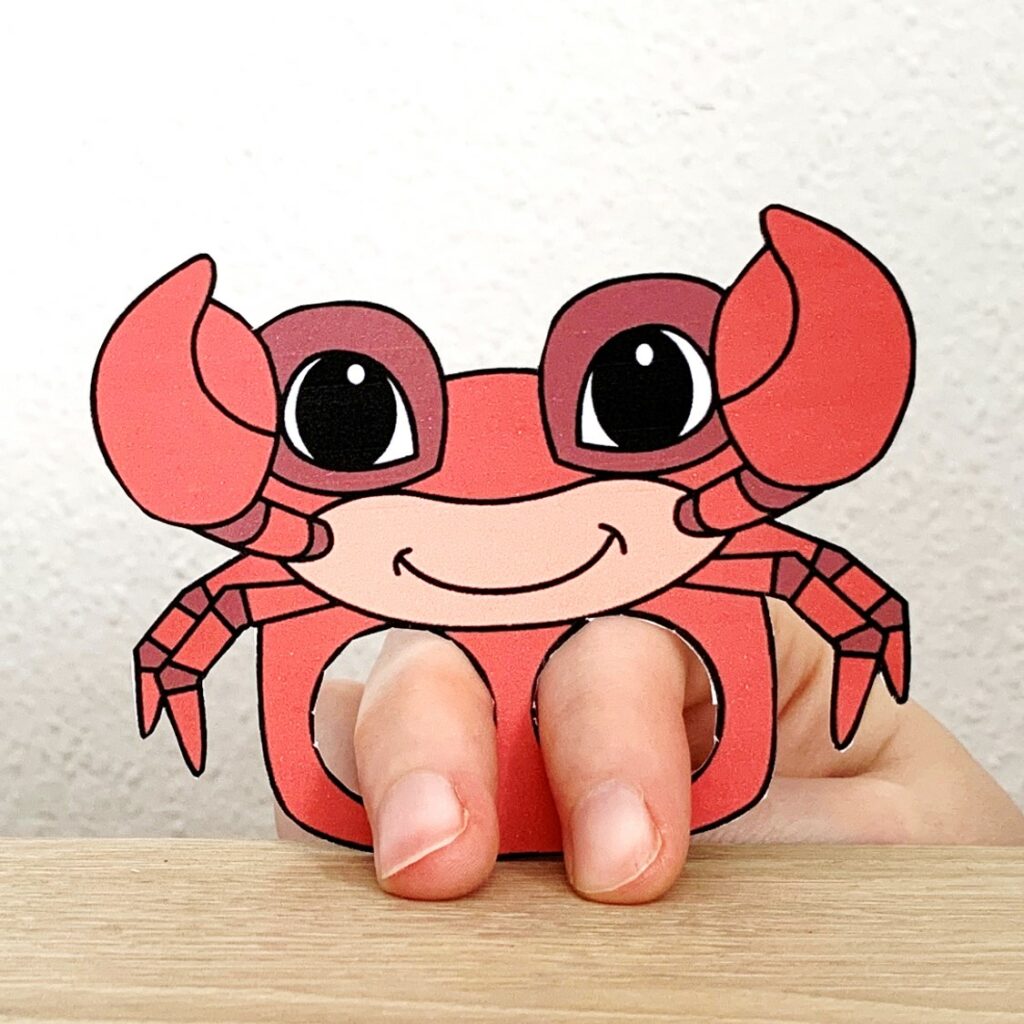 Crab Finger Puppet Printable Sea Ocean Animal Coloring Paper Craft ...