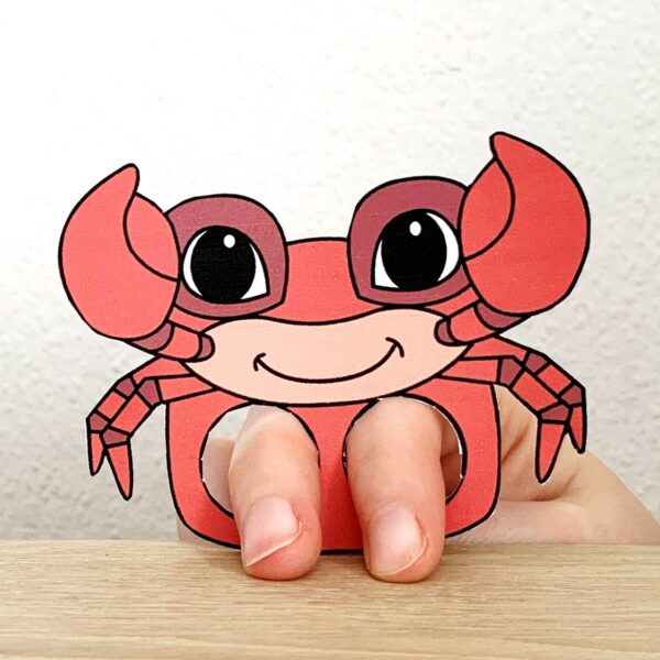 Crab Finger Puppet Printable Sea Ocean Animal Coloring Paper Craft ...