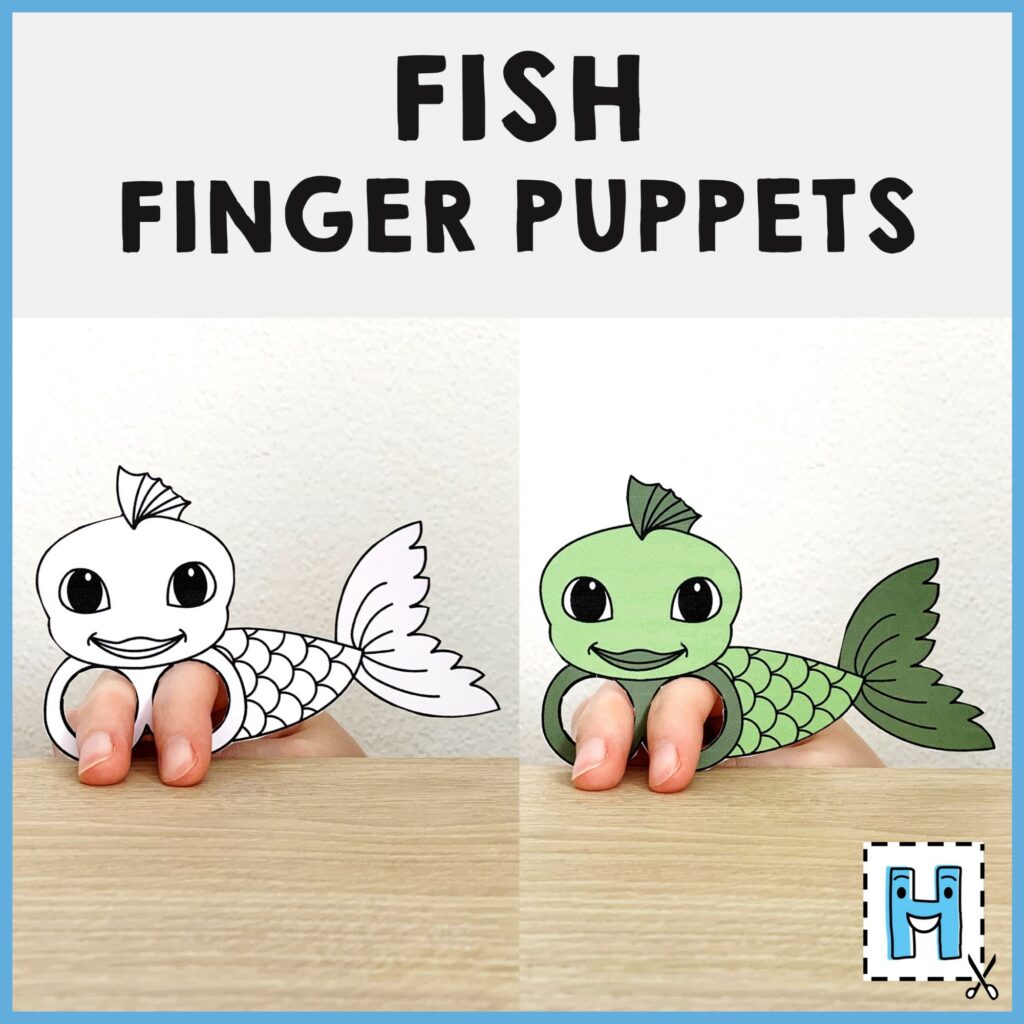 Fish Finger Puppet Printable Sea Ocean Animal Coloring Paper Craft ...