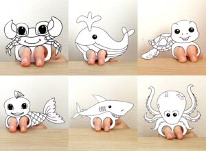 Ocean Animals Finger Puppets Sea Summer Printable Coloring Paper Craft ...