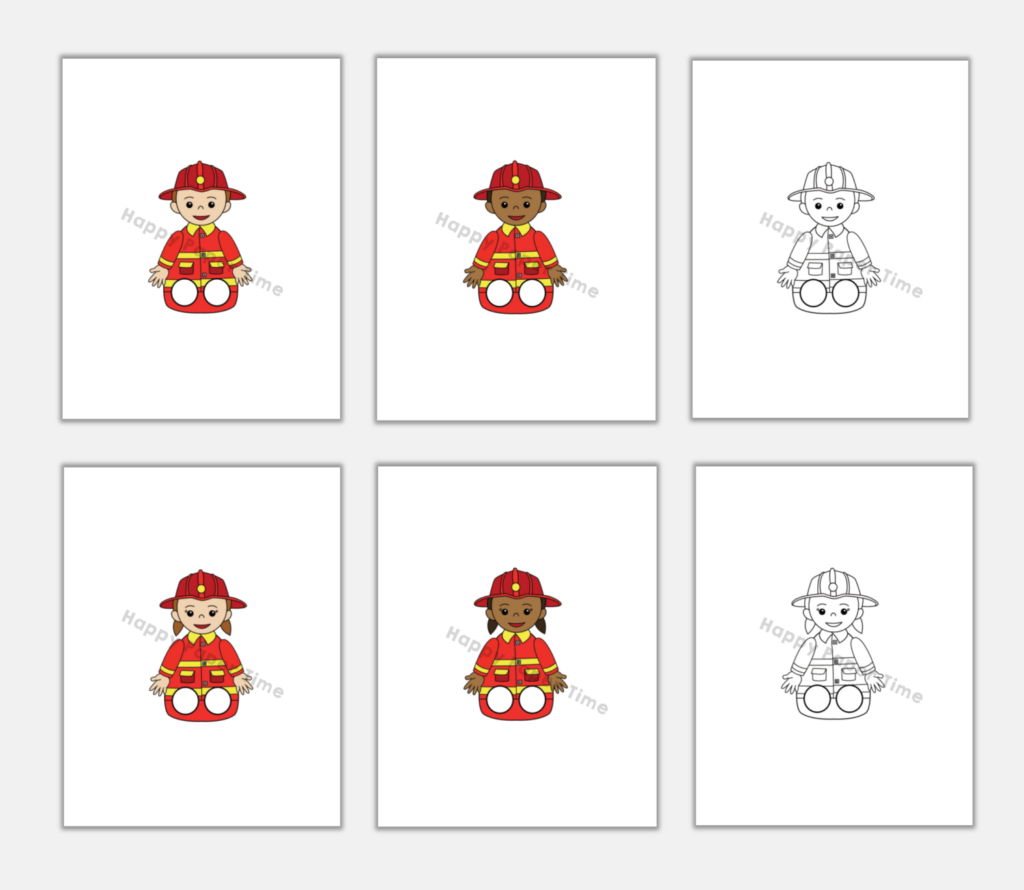 Firefighter Finger Puppet Printable Fireman Career Coloring Paper Craft ...