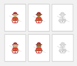 Firefighter Finger Puppet Printable Fireman Career Coloring Paper Craft ...