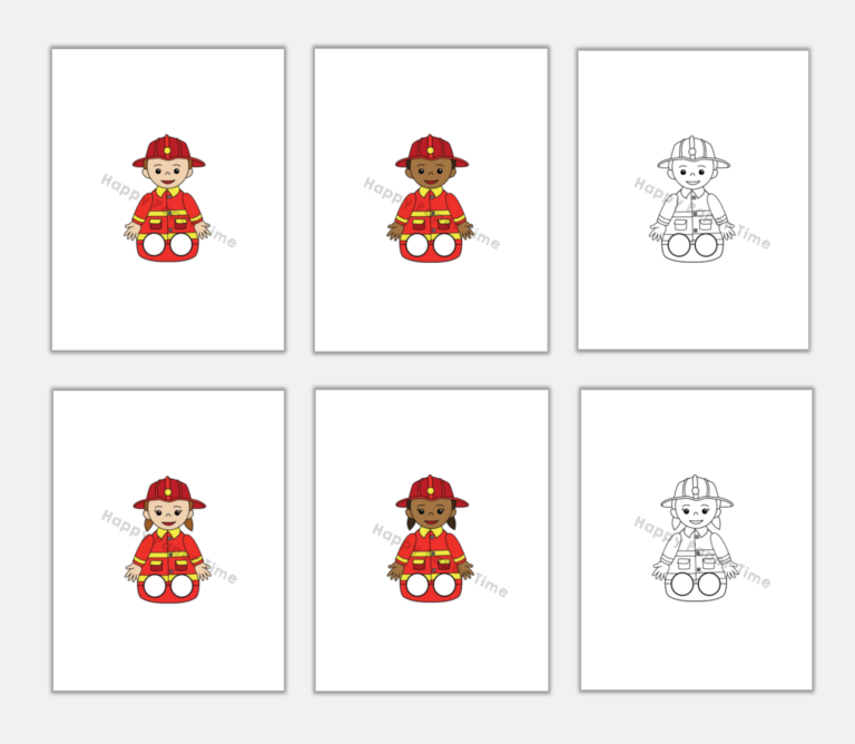Firefighter Finger Puppet Printable Fireman Career Coloring Paper Craft ...