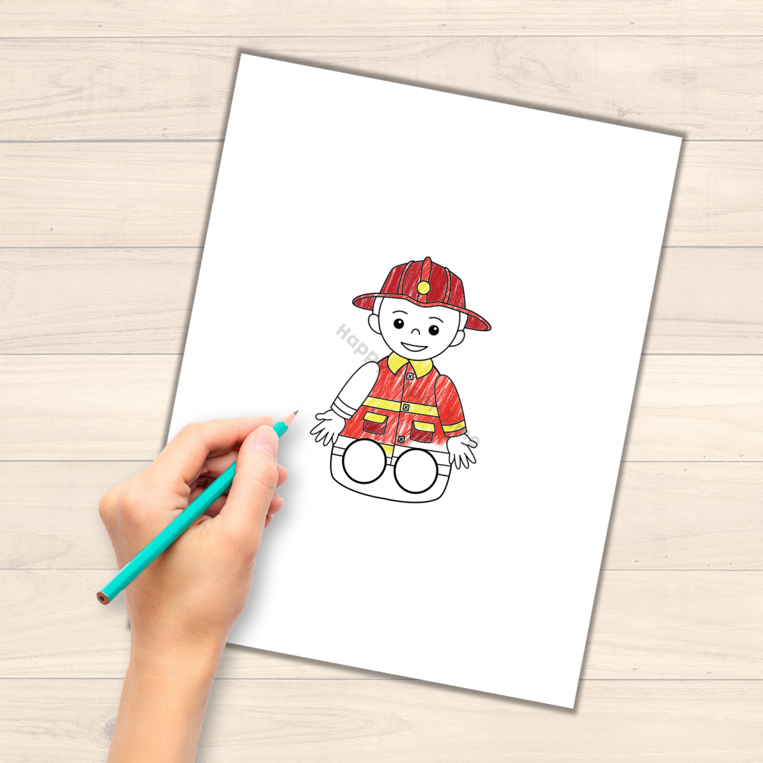 Firefighter Finger Puppet Printable Fireman Career Coloring Paper Craft ...
