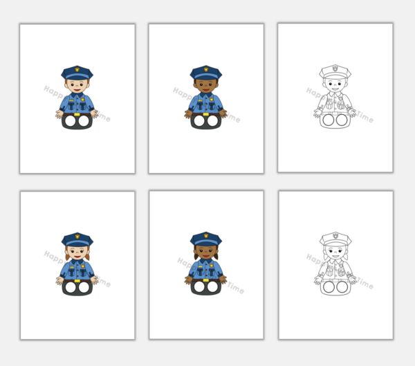 Police Officer Finger Puppet Printable Career Day Coloring Paper Craft ...