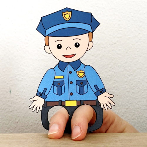 Police Officer Finger Puppet Printable Career Day Coloring Paper Craft ...