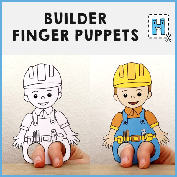 Builder Finger Puppet Printable Worker Career Coloring Paper Craft ...