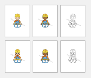 Builder Finger Puppet Printable Worker Career Coloring Paper Craft ...