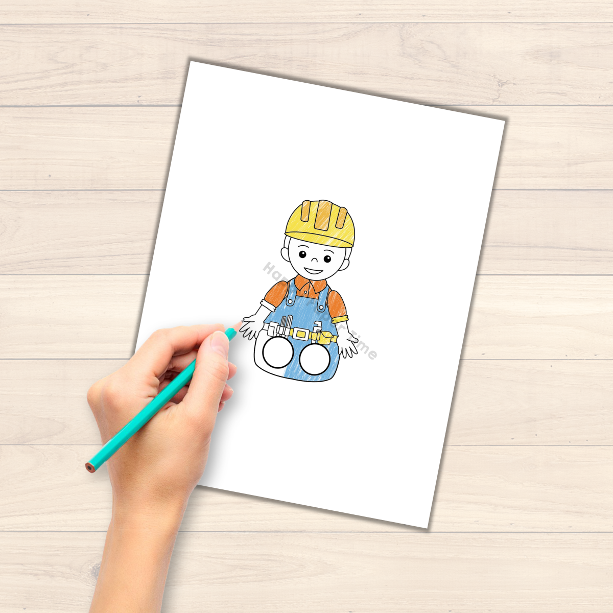 Builder Finger Puppet Printable Worker Career Coloring Paper Craft ...