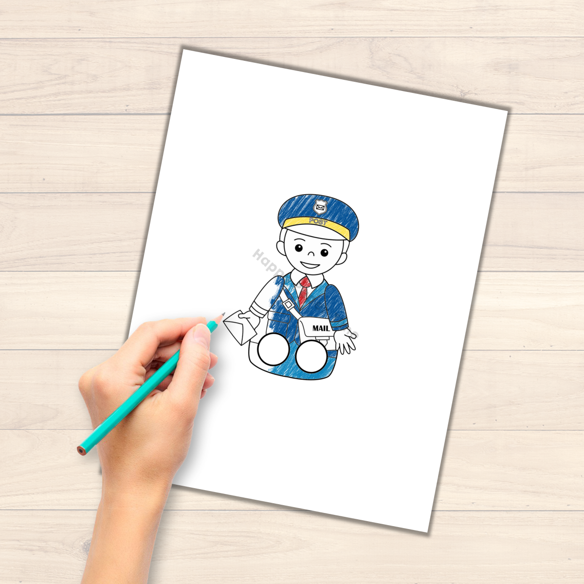Postman Finger Puppet Printable Worker Career Coloring Paper Craft ...