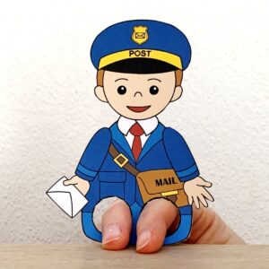 Postman Finger Puppet Printable Worker Career Coloring Paper Craft ...