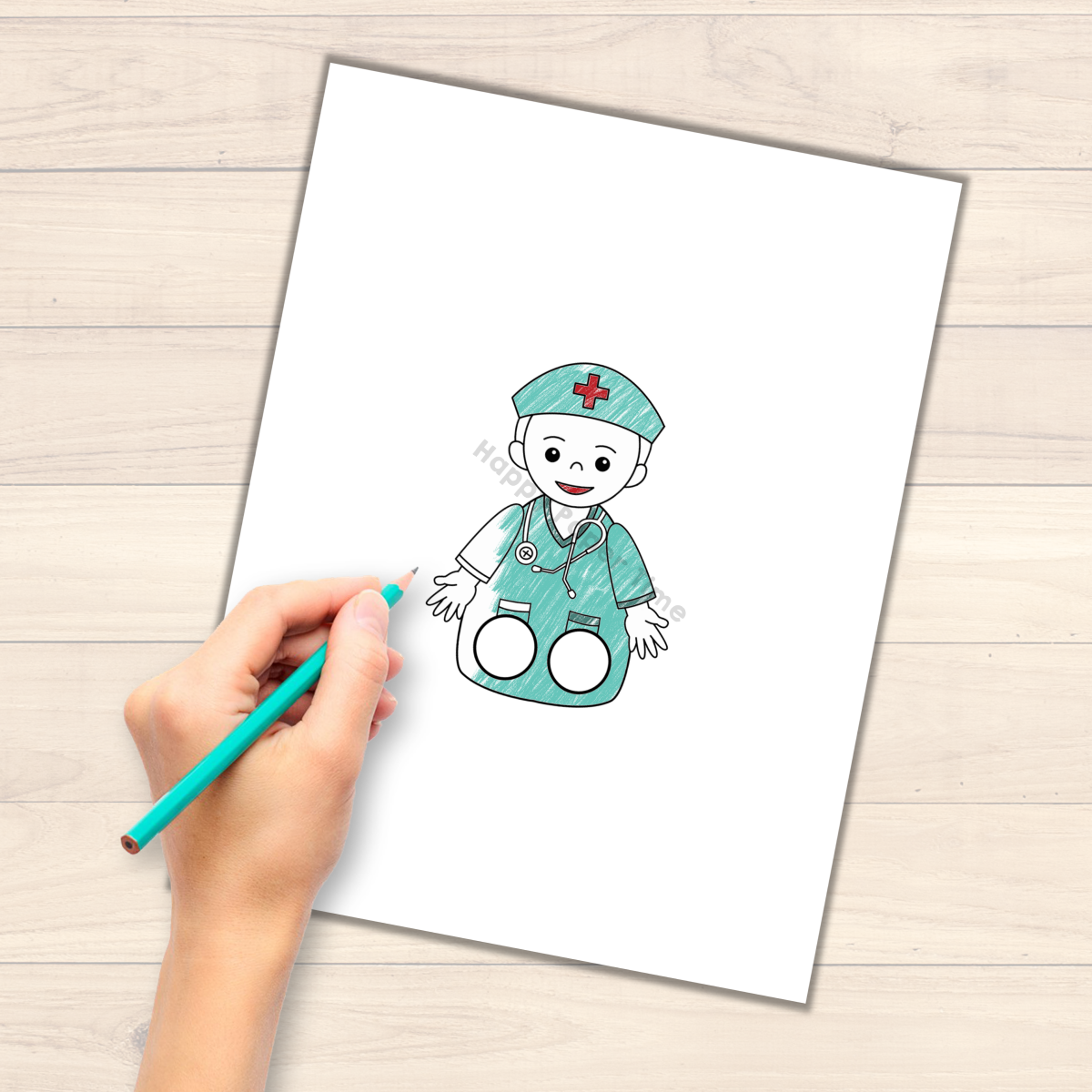 Nurse Finger Puppet Printable Worker Career Coloring Paper Craft ...