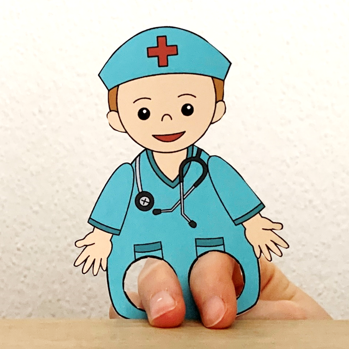Nurse Finger Puppet Printable Worker Career Coloring Paper Craft ...
