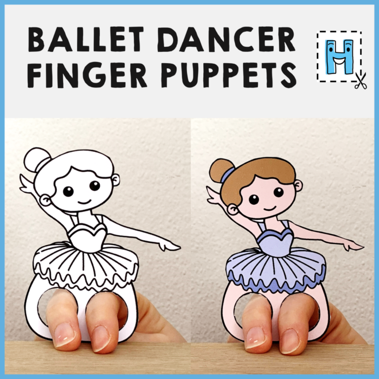 Ballet Dancer Finger Puppet Printable Coloring Paper Craft Activity ...