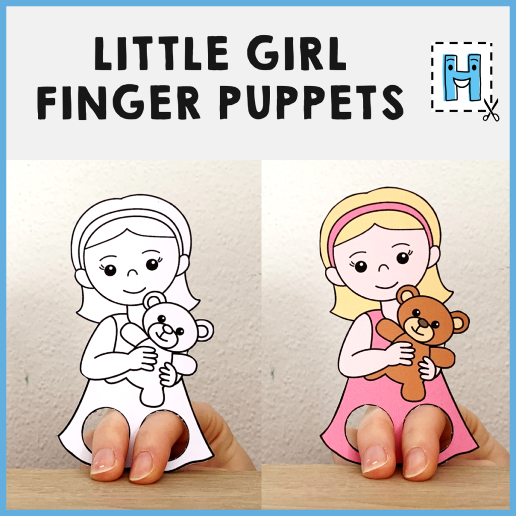 Little Girl Finger Puppet Printable Coloring Paper Craft Activity ...