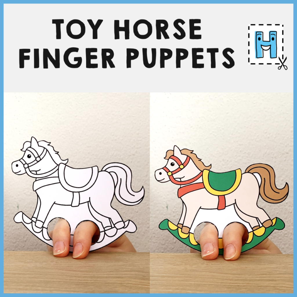 Toy Horse Finger Puppet Printable Coloring Winter Christmas Paper Craft ...