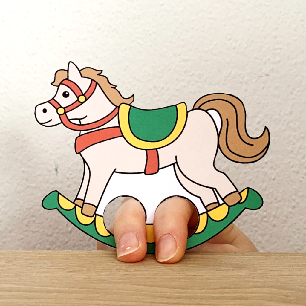 Toy Horse Finger Puppet Printable Coloring Winter Christmas Paper Craft ...