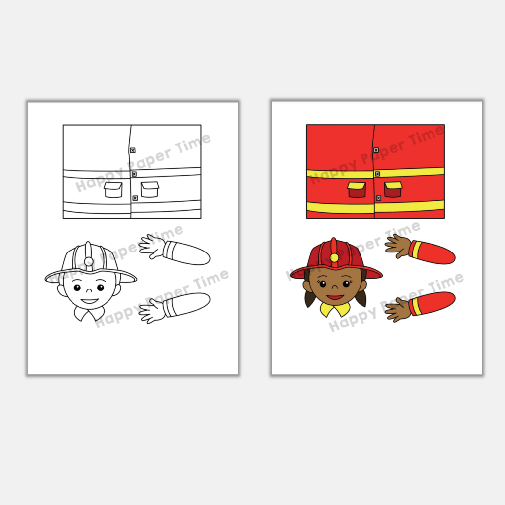 Firefighter toilet paper roll craft Printable Career Day Coloring ...