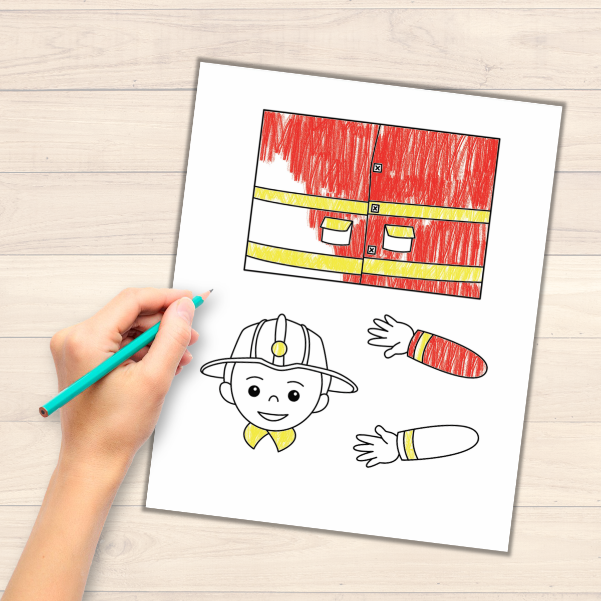 Firefighter toilet paper roll craft Printable Career Day Coloring ...