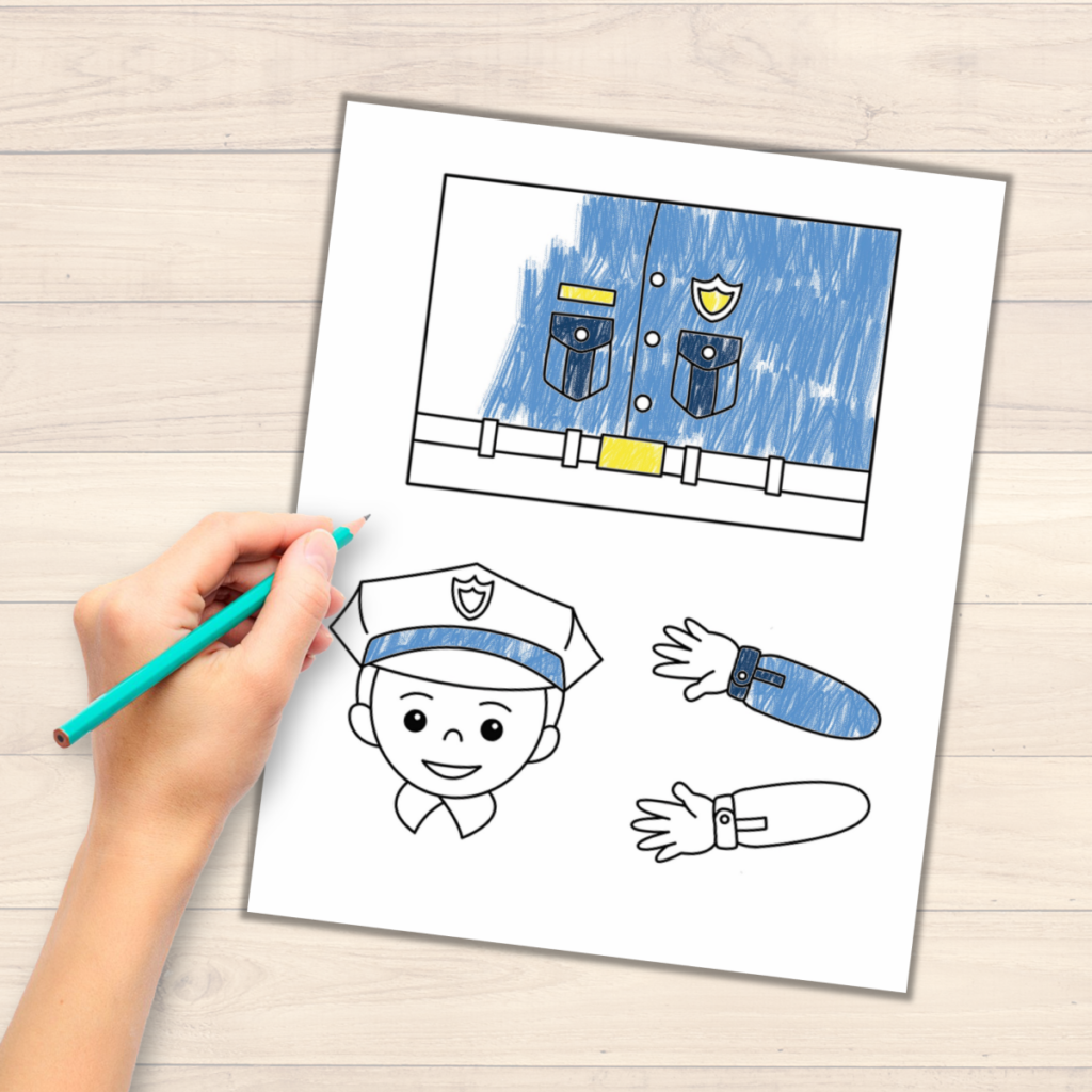 Police officer toilet paper roll craft Printable Career Day Coloring ...