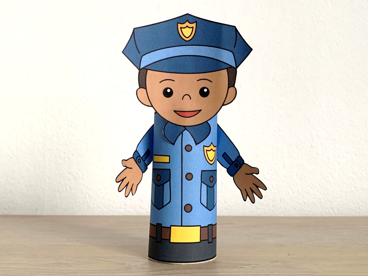 Police officer toilet paper roll craft Printable Career Day Coloring ...