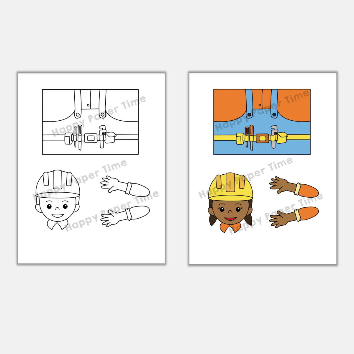 Builder toilet paper roll craft Printable Career Day Community Helper ...