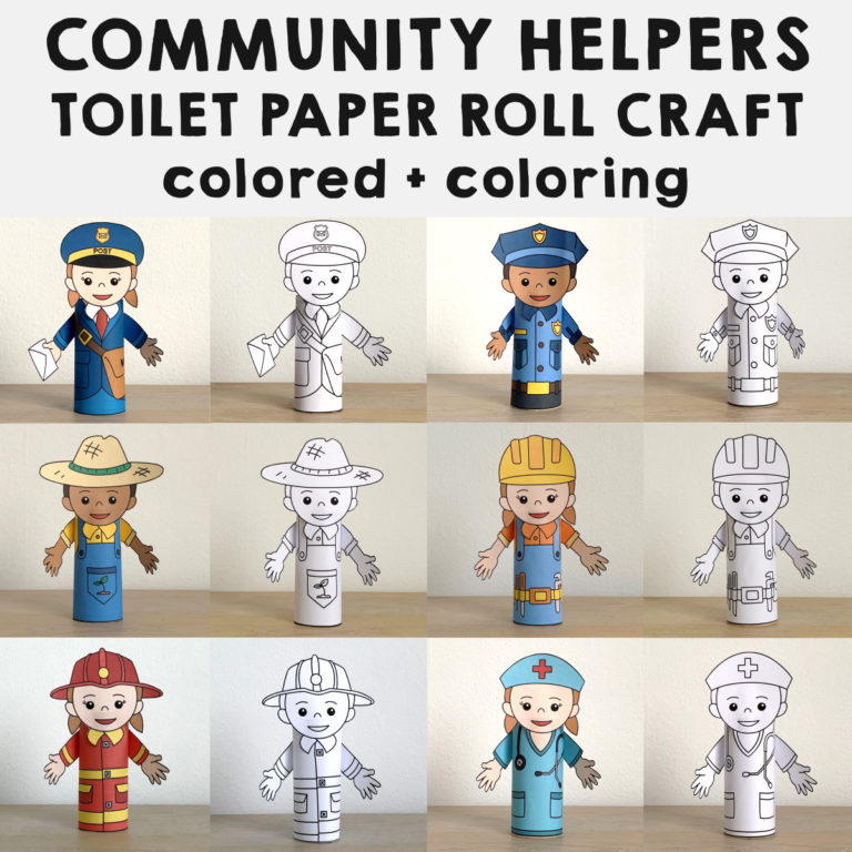 Community Helpers toilet paper roll craft Printable Career day Coloring ...