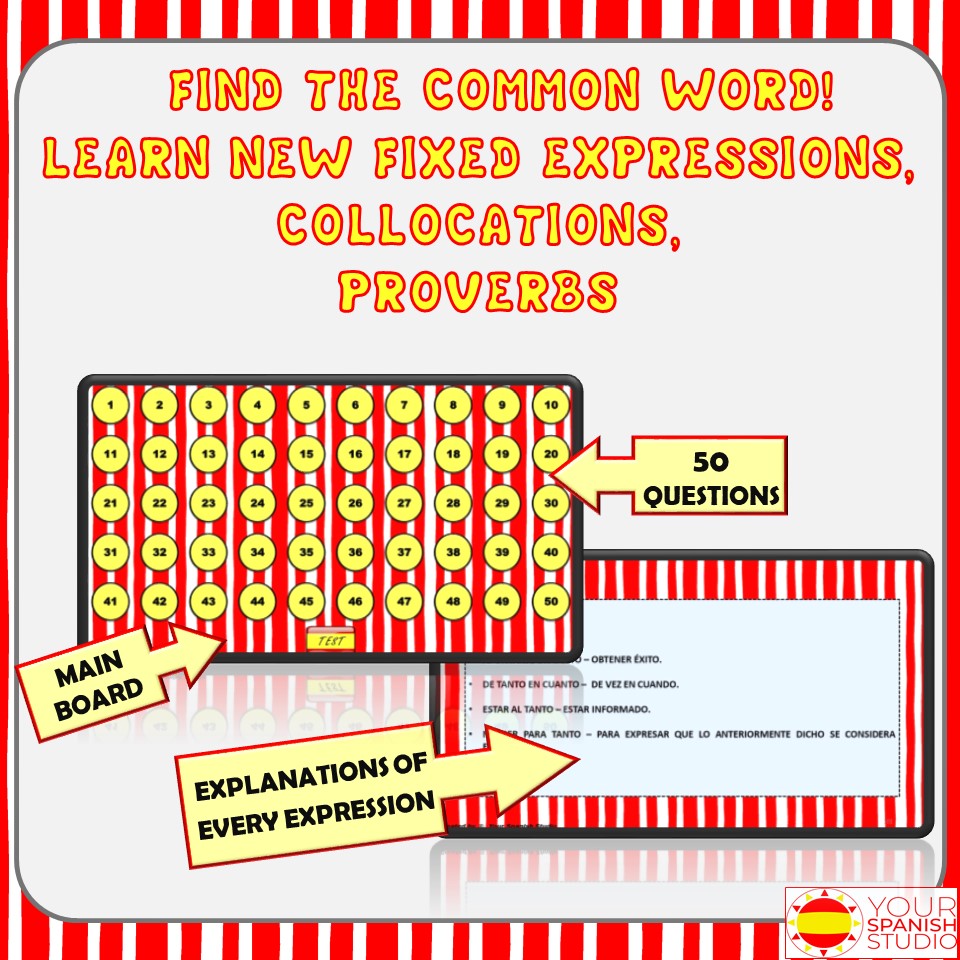 SPANISH ADVANCED VOCABULARY CLASS NO PREP CLASE MAESTRA DE VOCABULARIO ...
