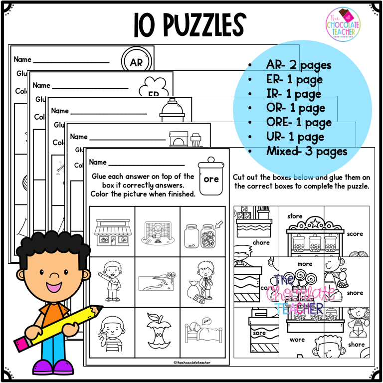 R Controlled Vowels - Phonics Worksheets - Bossy R - No Prep Puzzles ...