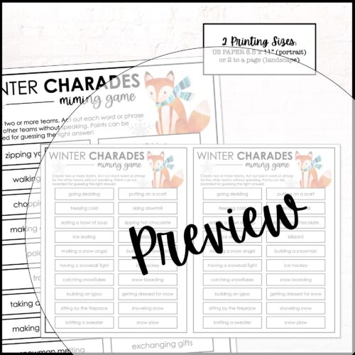 Winter Charades | Winter Miming Game Cards for Kids - Party Game | Made ...