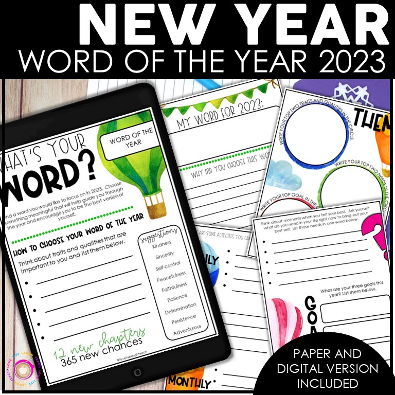 New Year 2023 One Word Goals | New Years Resolution 2023 | Print ...