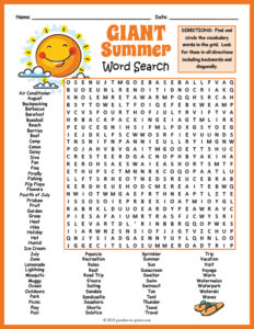 End of the School Year Activity: GIANT Summer Vacation Fun Word Search ...