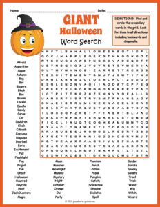 NO PREP GIANT HALLOWEEN Vocabulary Word Search Puzzle Worksheet | Made ...