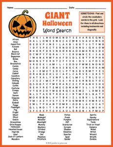 NO PREP GIANT HALLOWEEN Vocabulary Word Search Puzzle Worksheet | Made ...