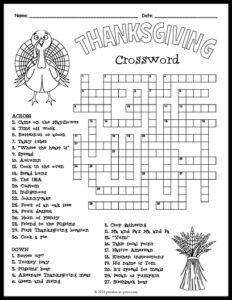 THANKSGIVING CROSSWORD Puzzle Worksheet - No Prep ELA Activity | Made ...