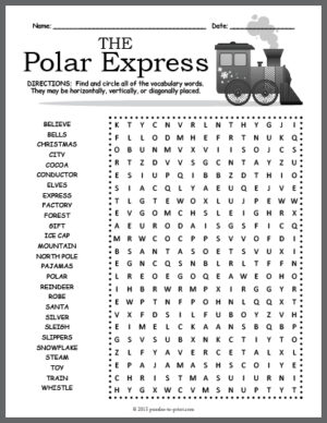 THE POLAR EXPRESS Word Search Puzzle Worksheet Activity | Made By Teachers