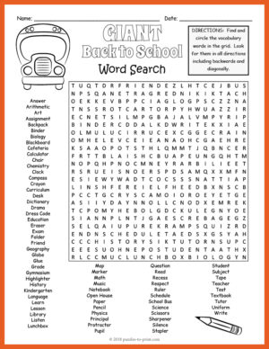 FIRST DAY OF / BACK TO SCHOOL Word Search Puzzle Worksheet - No Prep ...