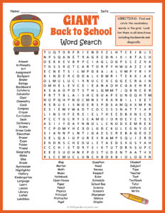 FIRST DAY OF / BACK TO SCHOOL Word Search Puzzle Worksheet - No Prep ...