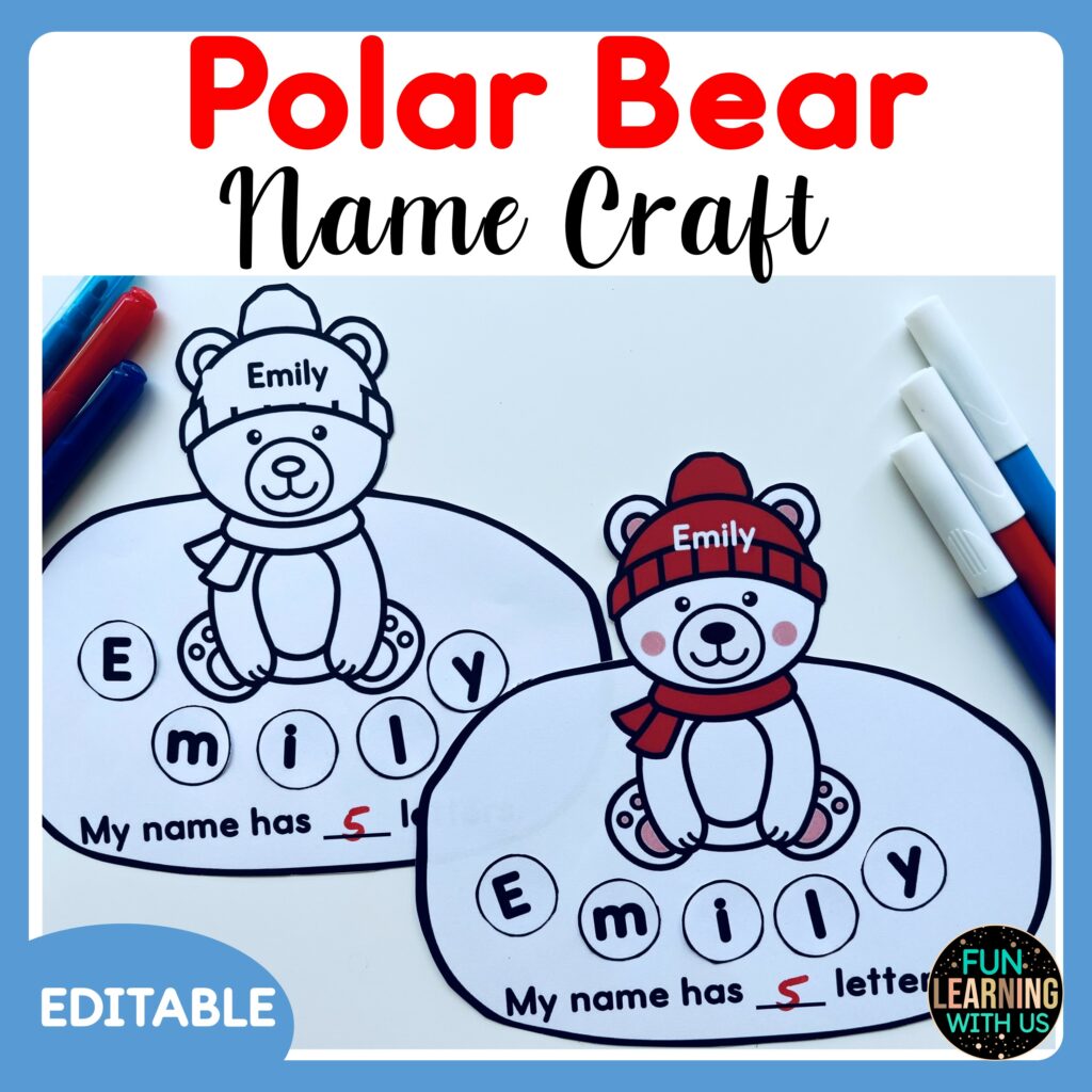 Polar Bear Name Crafts Welcome back from After Winter Break Activity ...