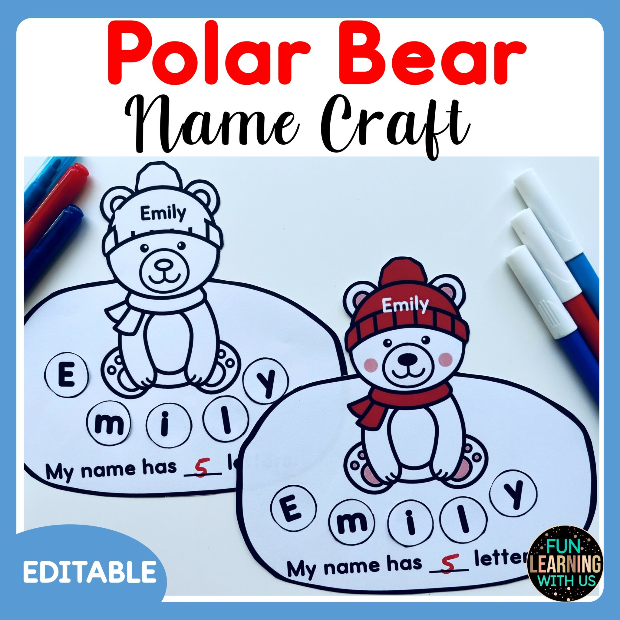Polar Bear Name Crafts Welcome back from After Winter Break Activity ...