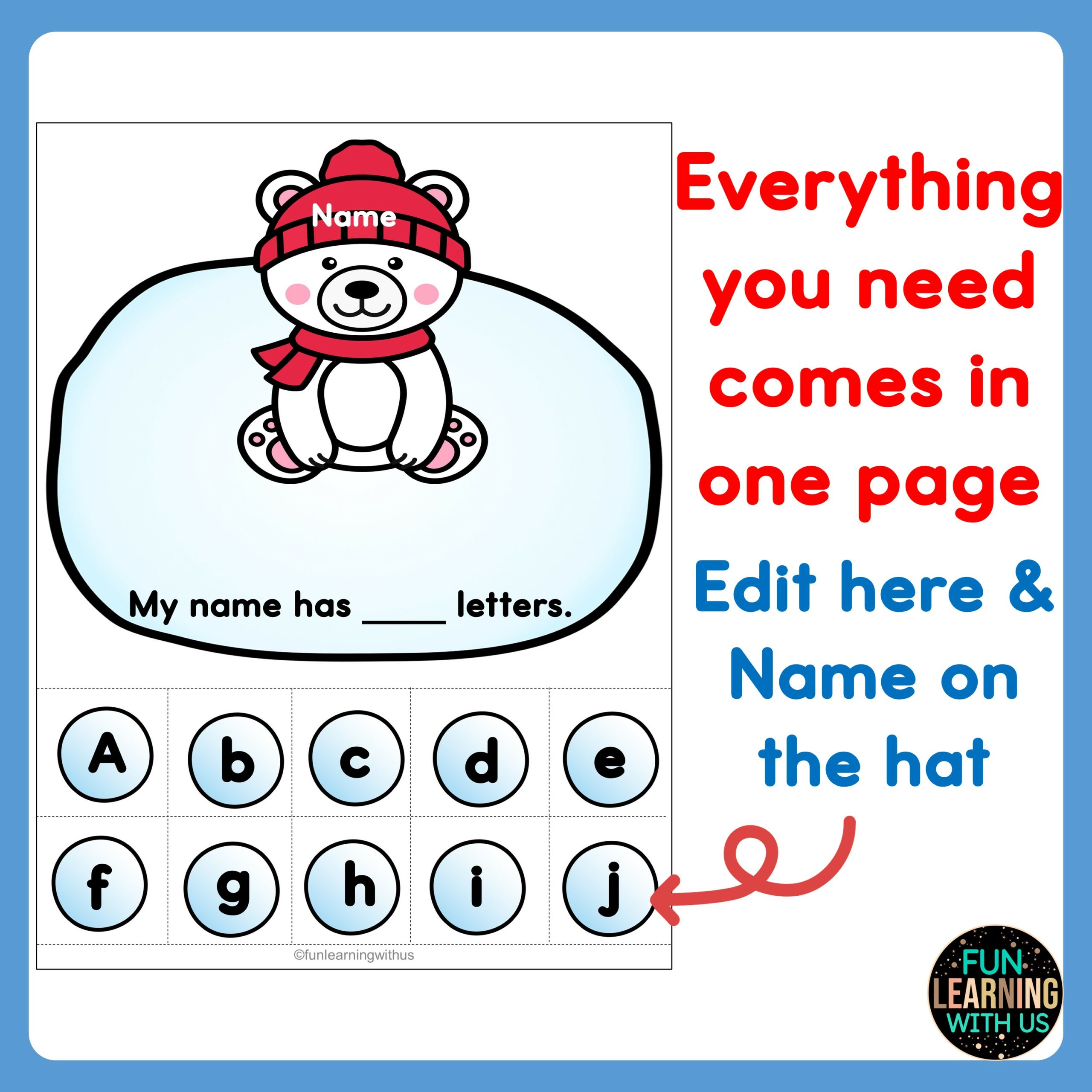 Polar Bear Name Crafts Welcome back from After Winter Break Activity ...