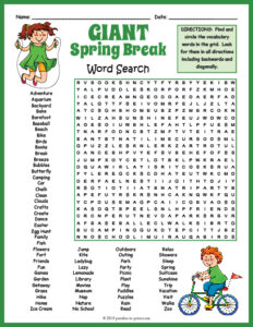 GIANT SPRING BREAK Word Search Puzzle Worksheet Activity | Made By Teachers