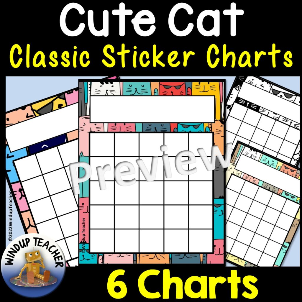 Cute Cat Classic Sticker Charts | Made By Teachers