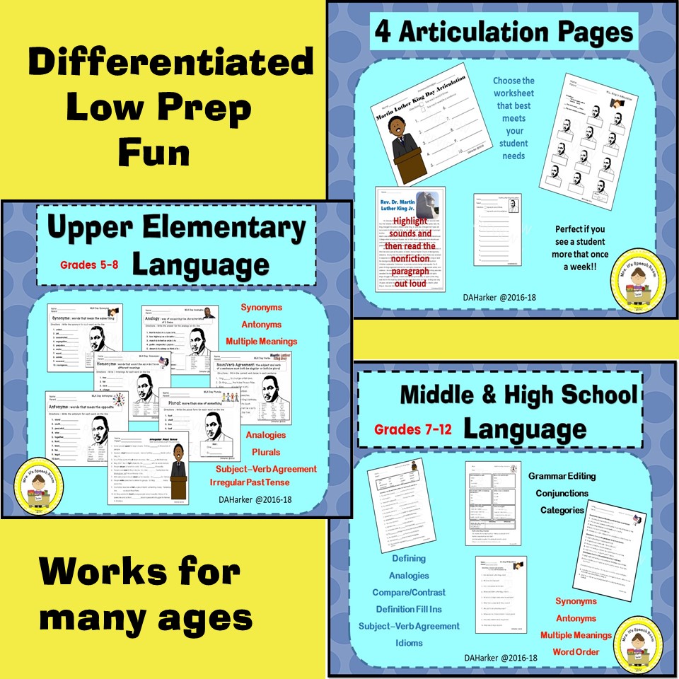 Martin Luther King Jr Speech Therapy | MLK Day Speech Therapty ...