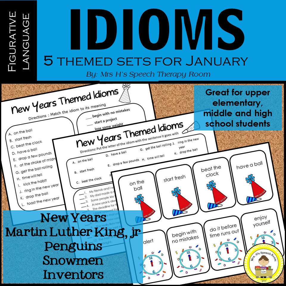January Speech Therapy Idioms - Upper Elementary, Middle School, High ...